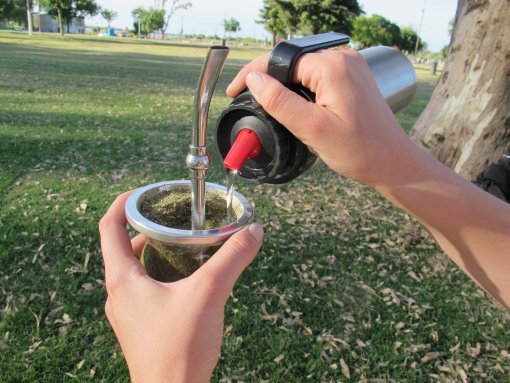 Your yerba mate is now ready to serve – pour water into the lower side ...